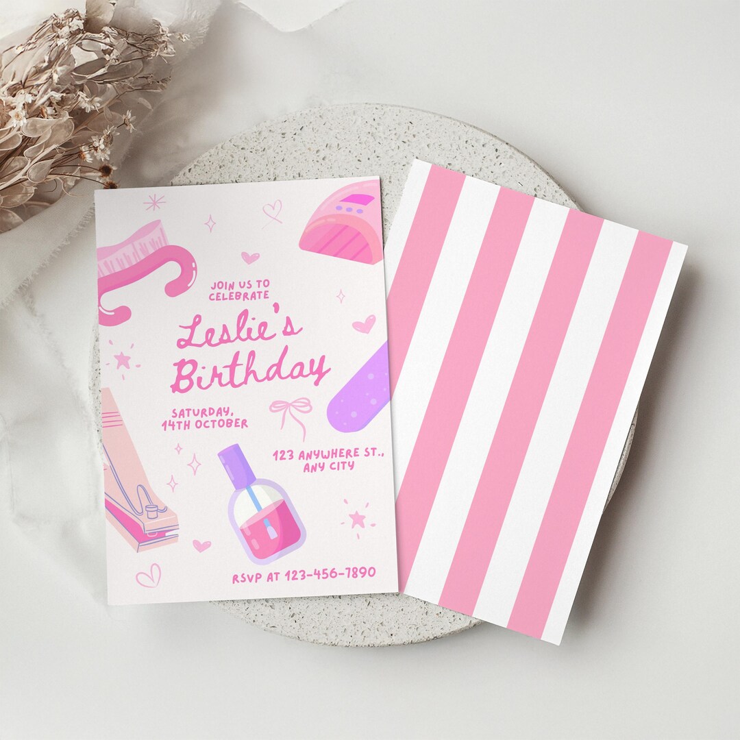 Editable Spa Party Birthday Invitation | Pink Girls Birthday Invite ...