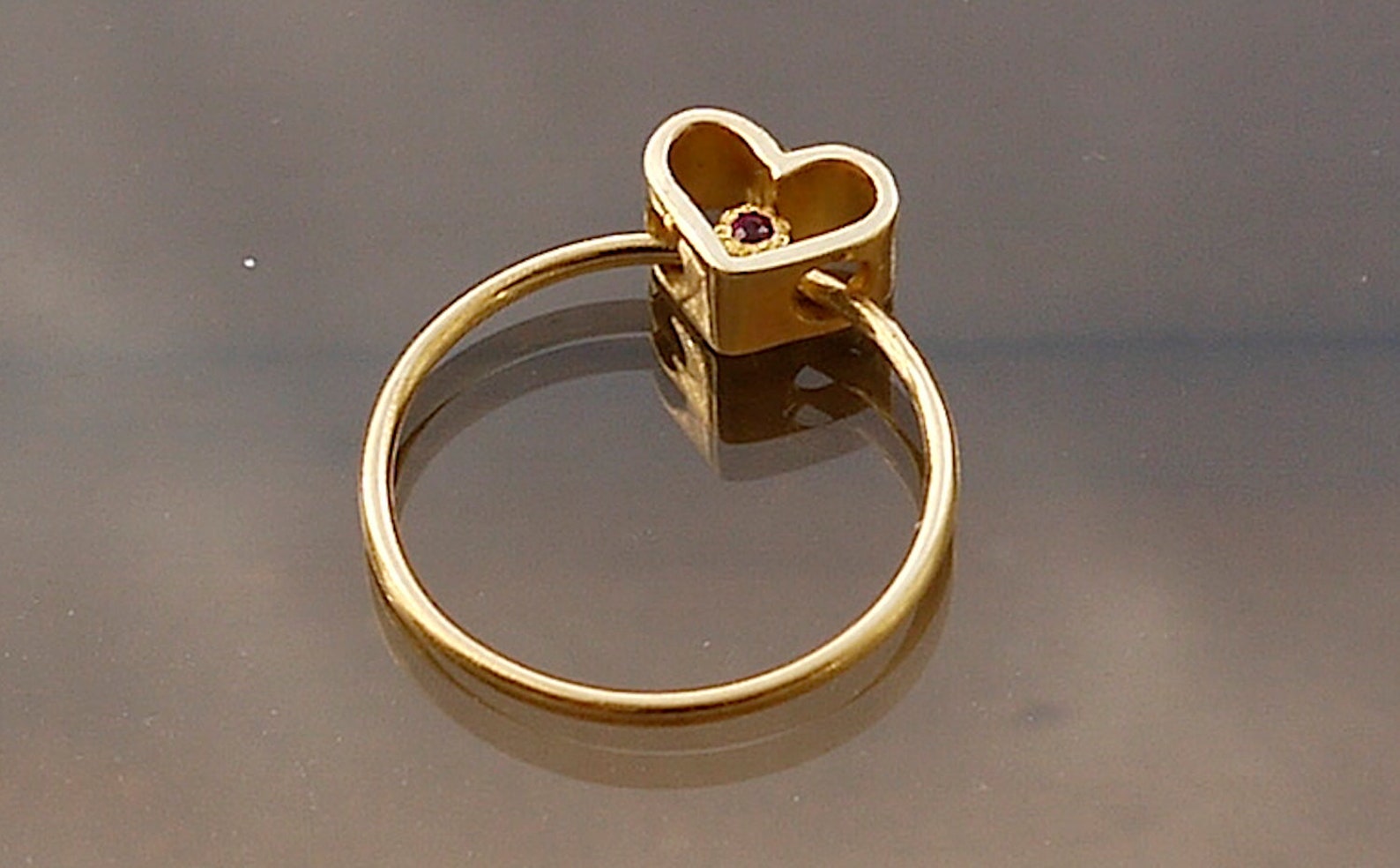 Heart Ruby Ring in Gold | Etsy