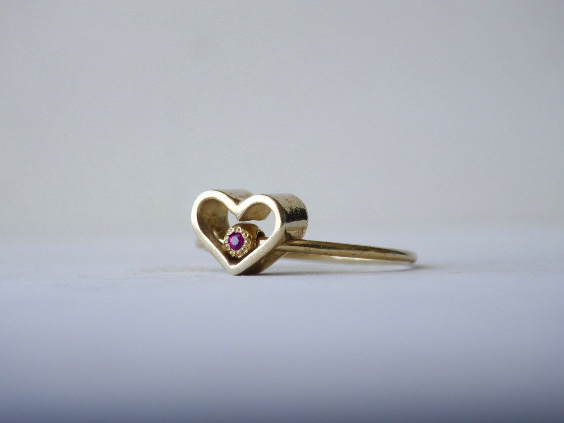 Heart Ruby Ring in Gold - Etsy