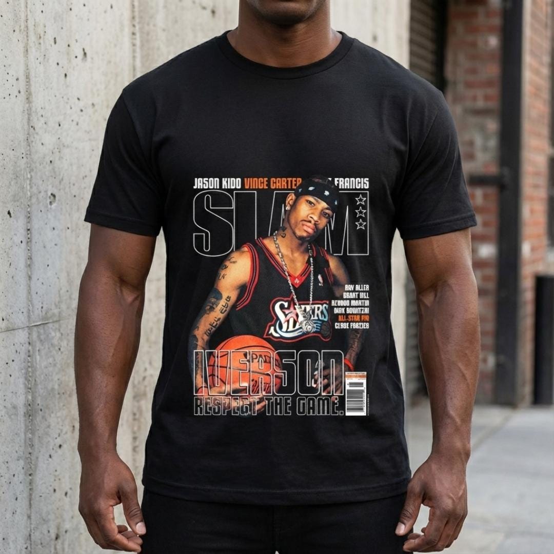 Allen Iverson Shirt, 90s Basketball Icon Inspired Vintage Graphic Tee ...