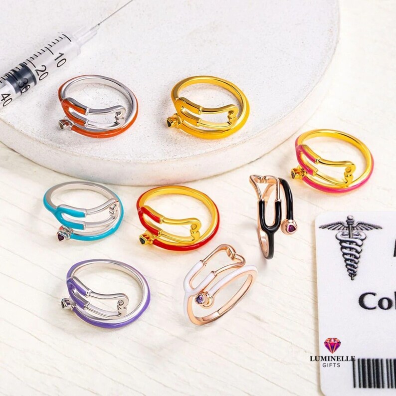 Custom Stethoscope Ring, Birthday Gift, Medical Ring, Enamel Jewelry - Etsy