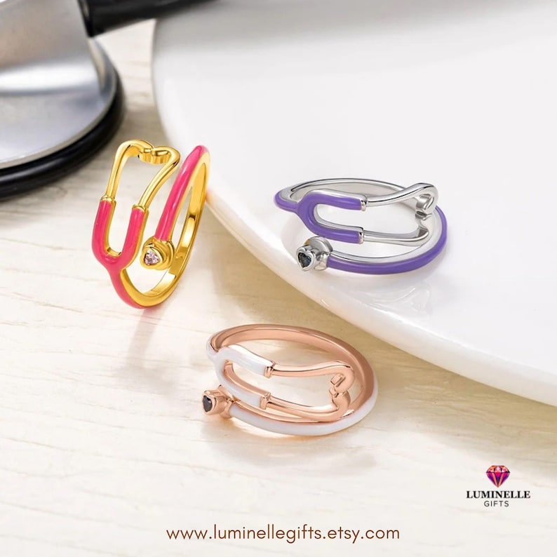 Custom Stethoscope Ring, Birthday Gift, Medical Ring, Enamel Jewelry - Etsy