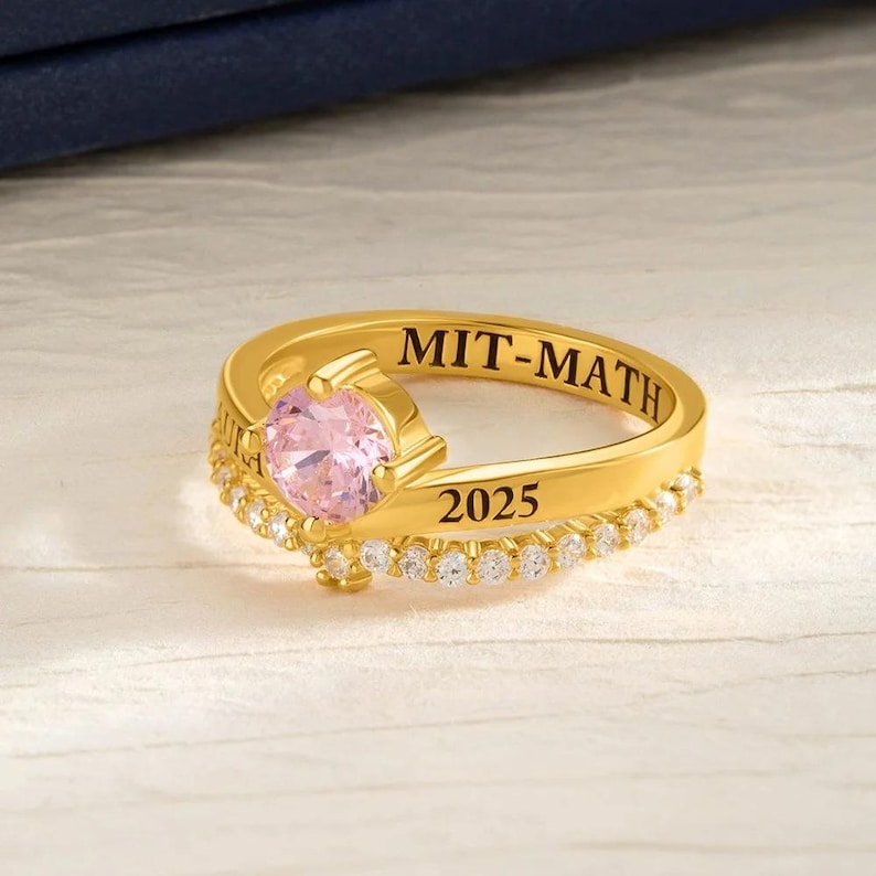 Custom Graduation Ring With Birthstone, Personalized Class Ring ...