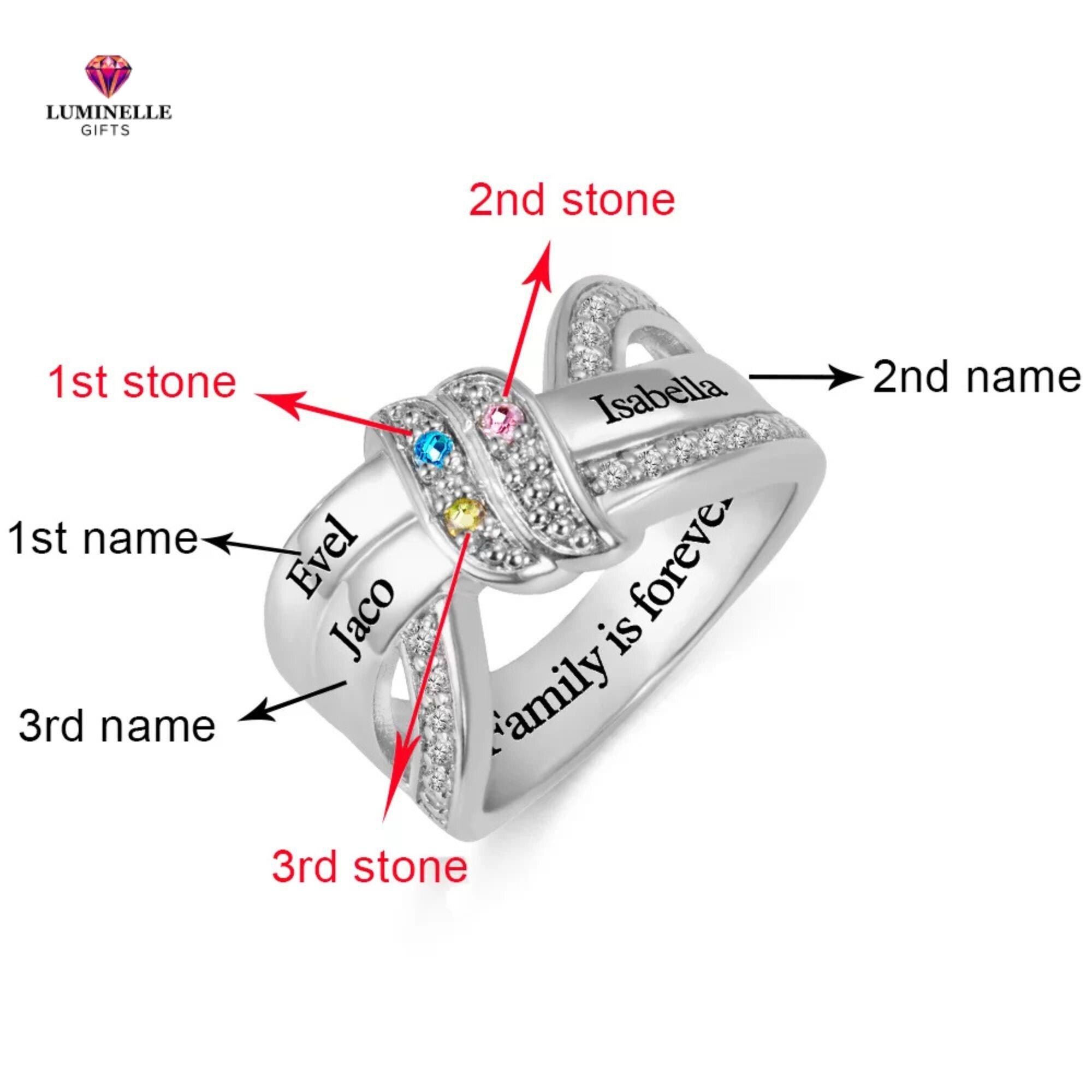 Personalized Birthstone Name Ring, Custom Engraved Sterling Silver ...