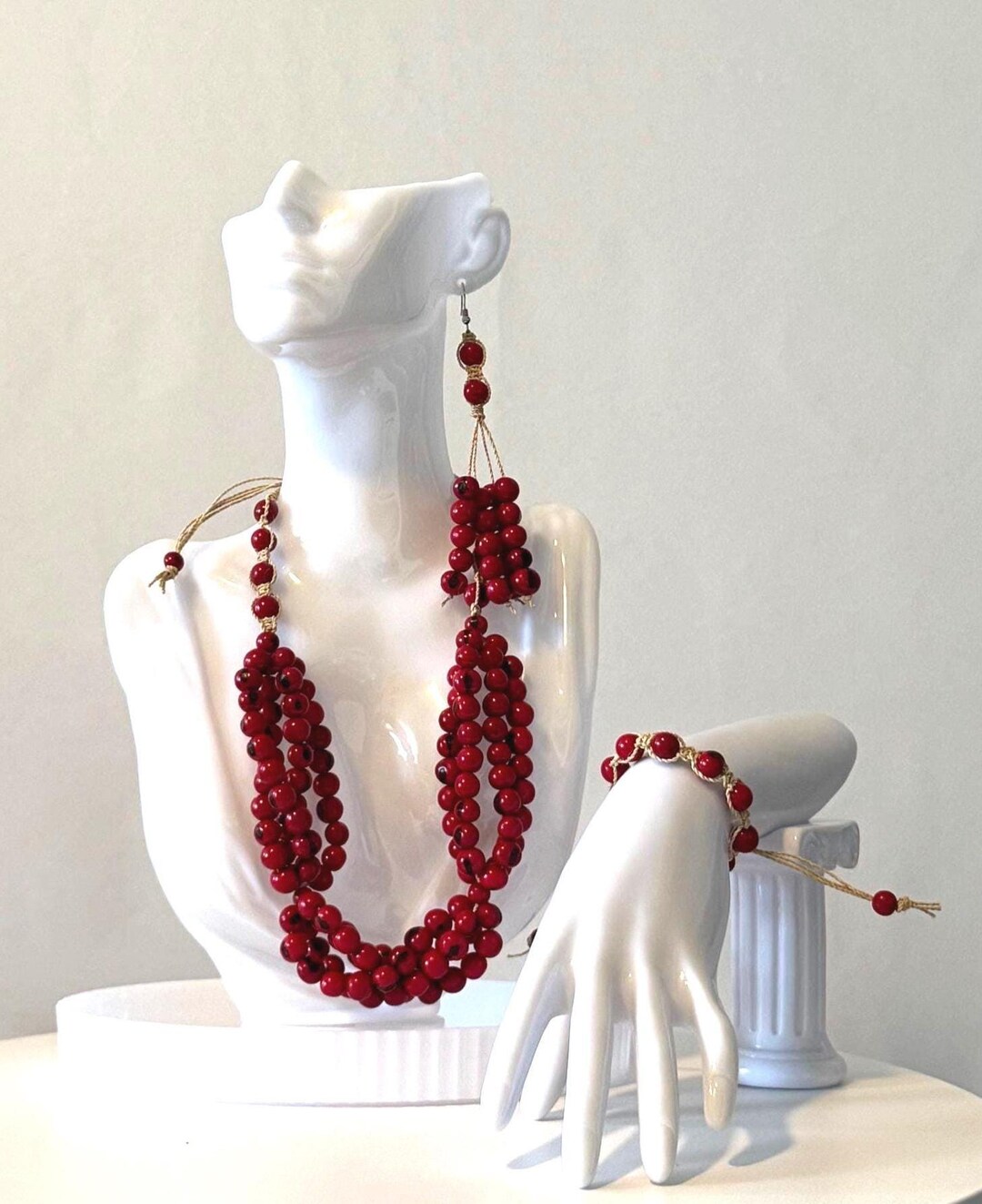 Handmade Açaí Seed Jewelry Set: Tucum Fiber Necklace, Bracelet ...