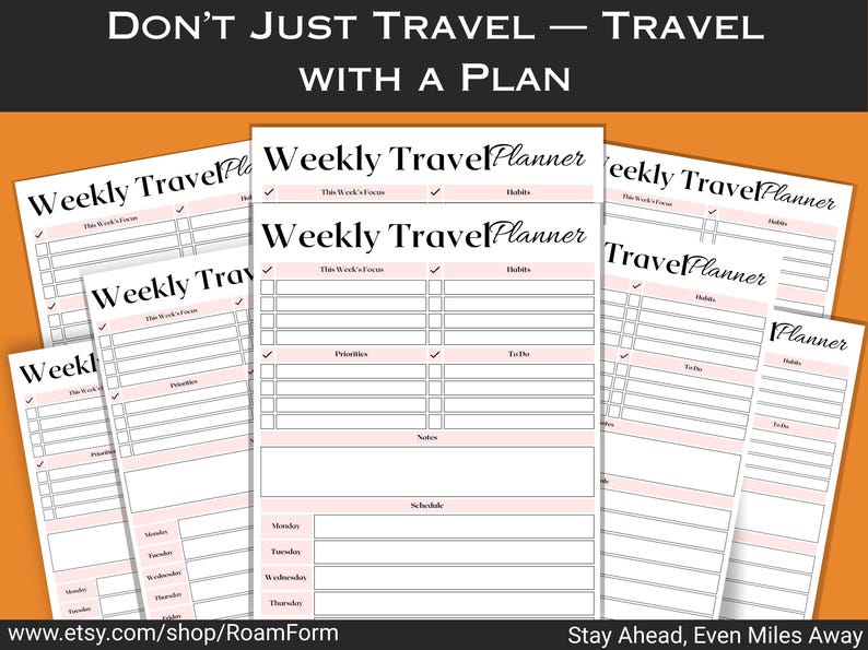 Weekly Travel Planner, Digital Trip Planner, Trip Itinerary, Travel ...