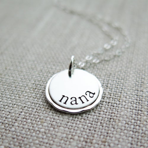 Nana Necklace Hand Stamped Sterling Silver Simple T Etsy