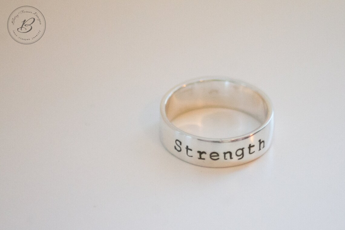 Word of the Year Strength Ring Sterling Silver Hand - Etsy