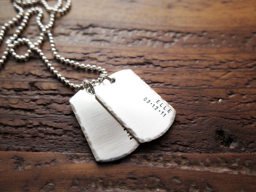 Personalized Dog Tag Necklace With Children's Birthdates and or Wedding ...
