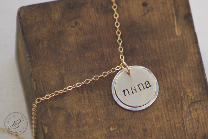 Gold And Silver Nana Necklace Hand Stamped Jewelry Mixed Etsy