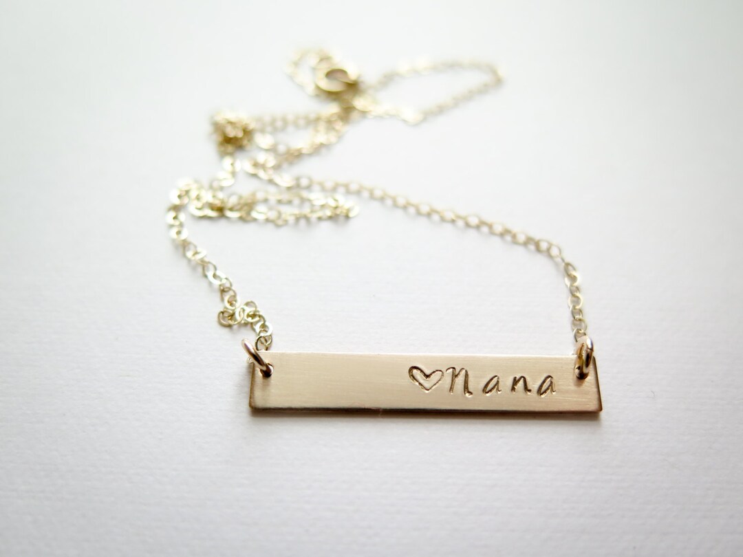Nana Necklace With Heart - Personalized With Your Name - 14k Gold Fill ...