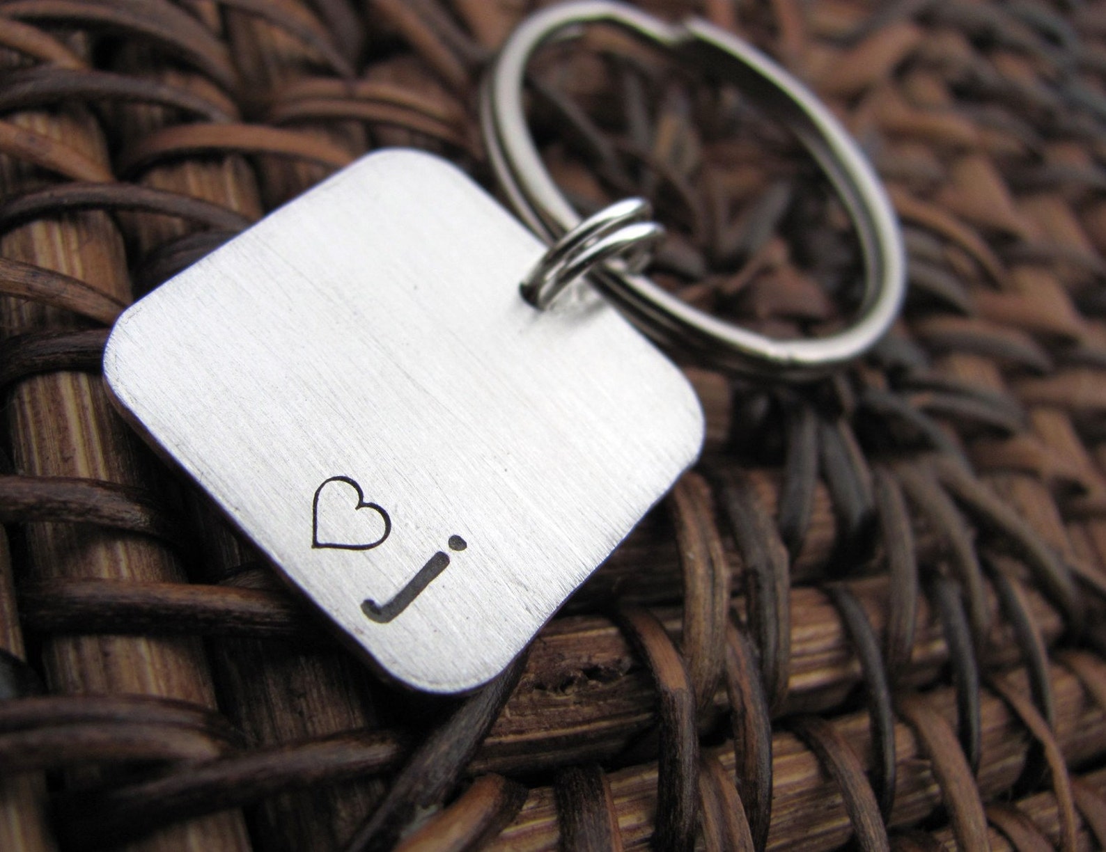 Initial Keychain Hand Stamped Sterling Silver Keychain - Etsy