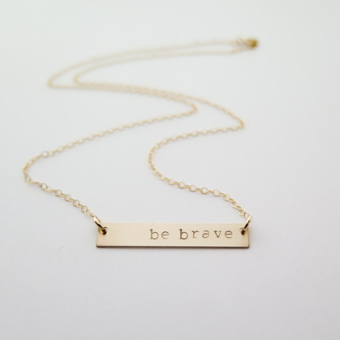 Be Brave Gold Bar Necklace Hand Stamped Jewelry Layering - Etsy