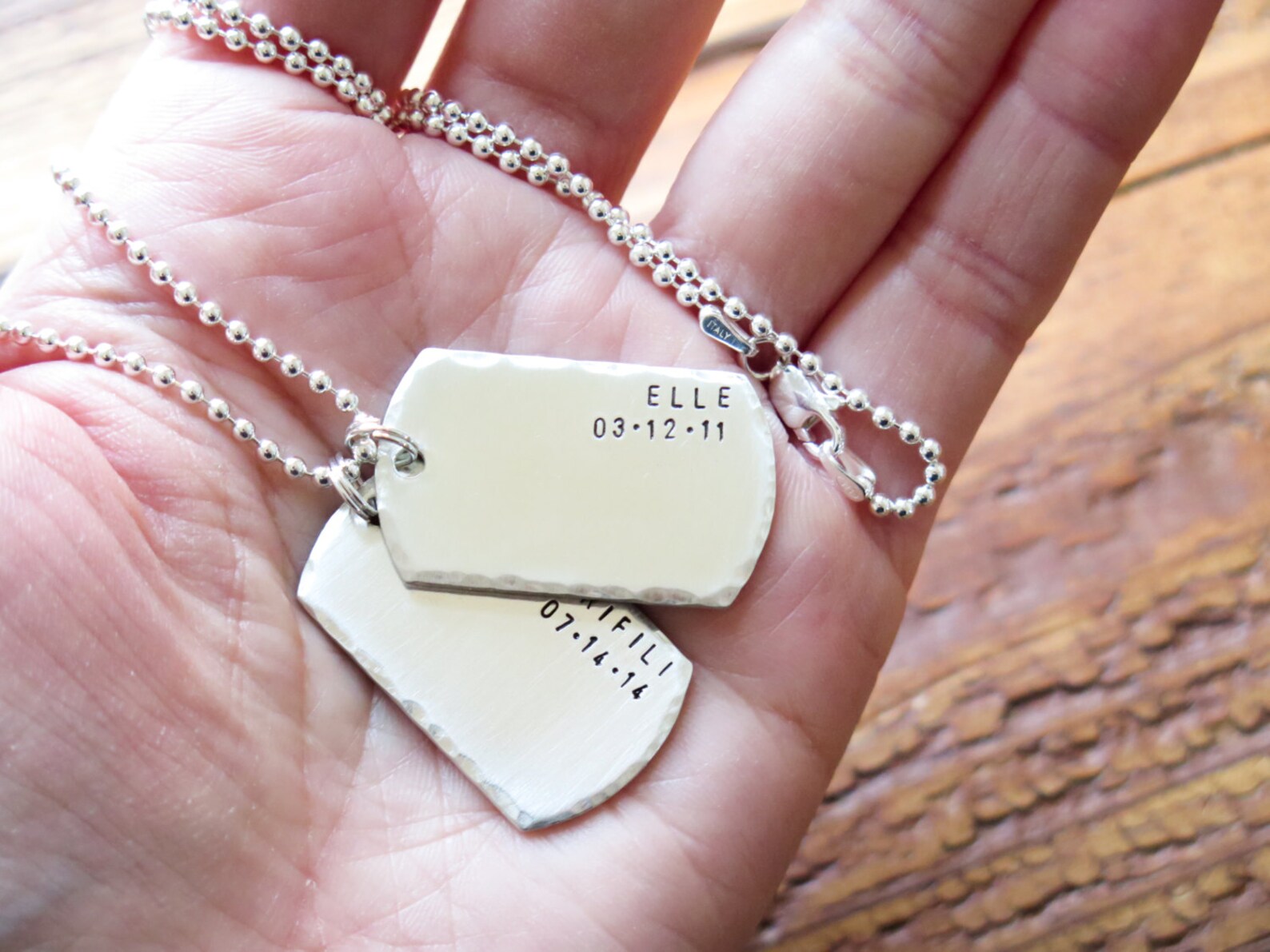 Personalized Dog Tag Necklace With Children's Birthdates - Etsy