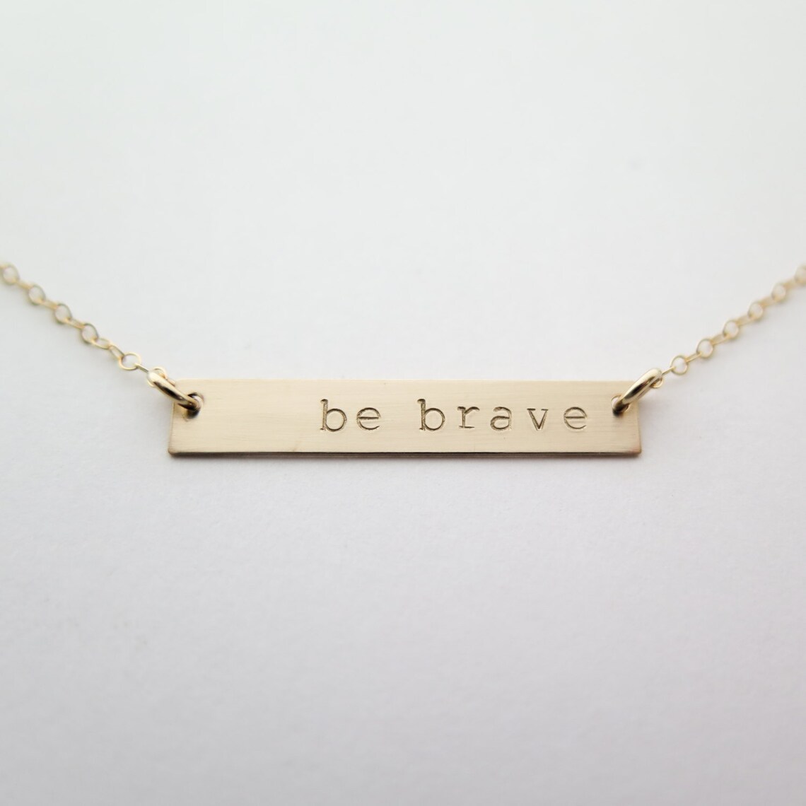 Be Brave Gold Bar Necklace Hand Stamped Jewelry Layering - Etsy