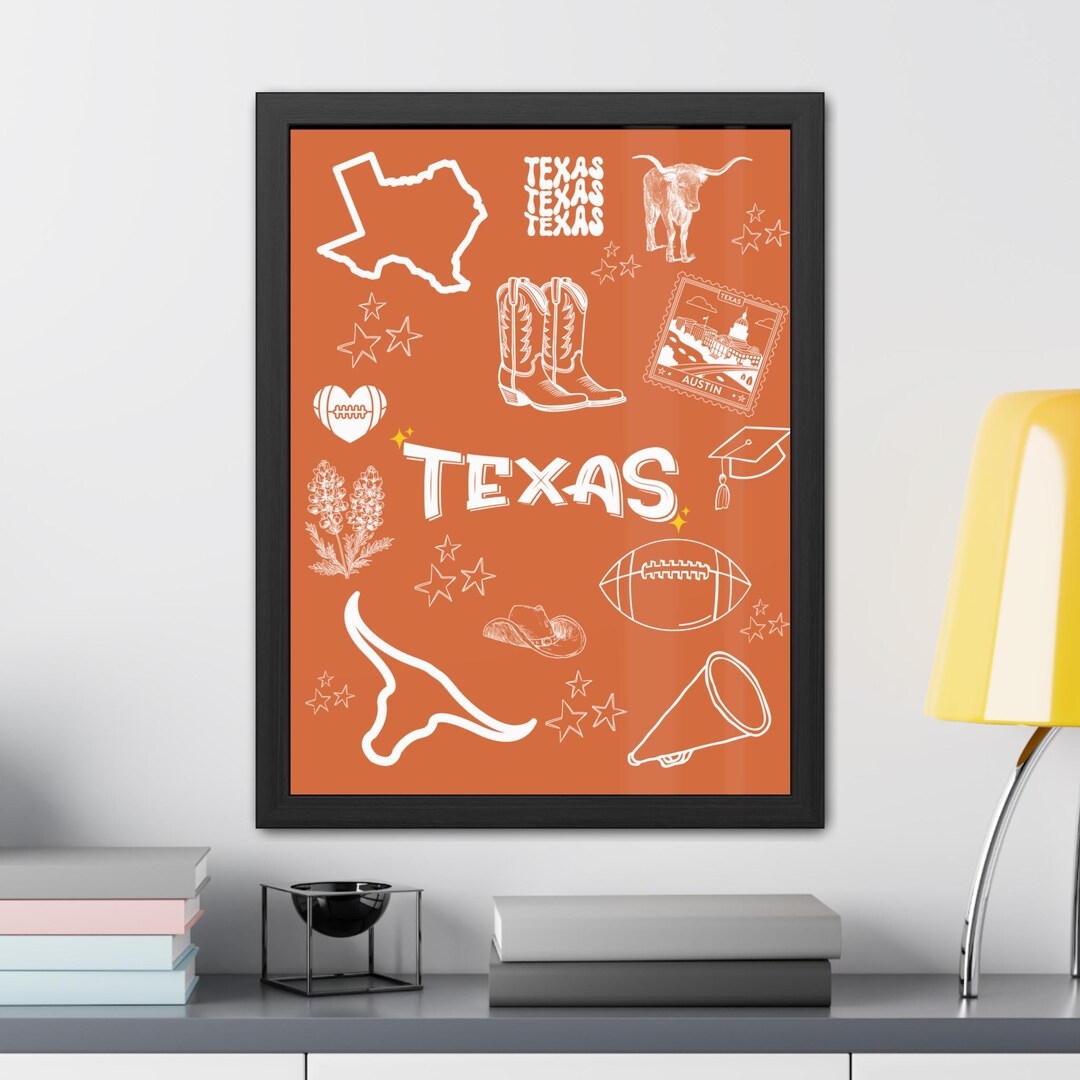 University of Texas Poster, Texas Spirit Art, Burnt Orange Wall Print ...