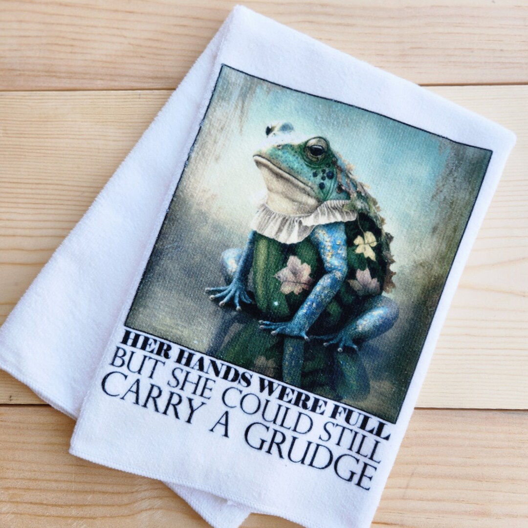 Tea Towel, Kitchen Towel, Fancy Frogs Carry a Grudge - Etsy