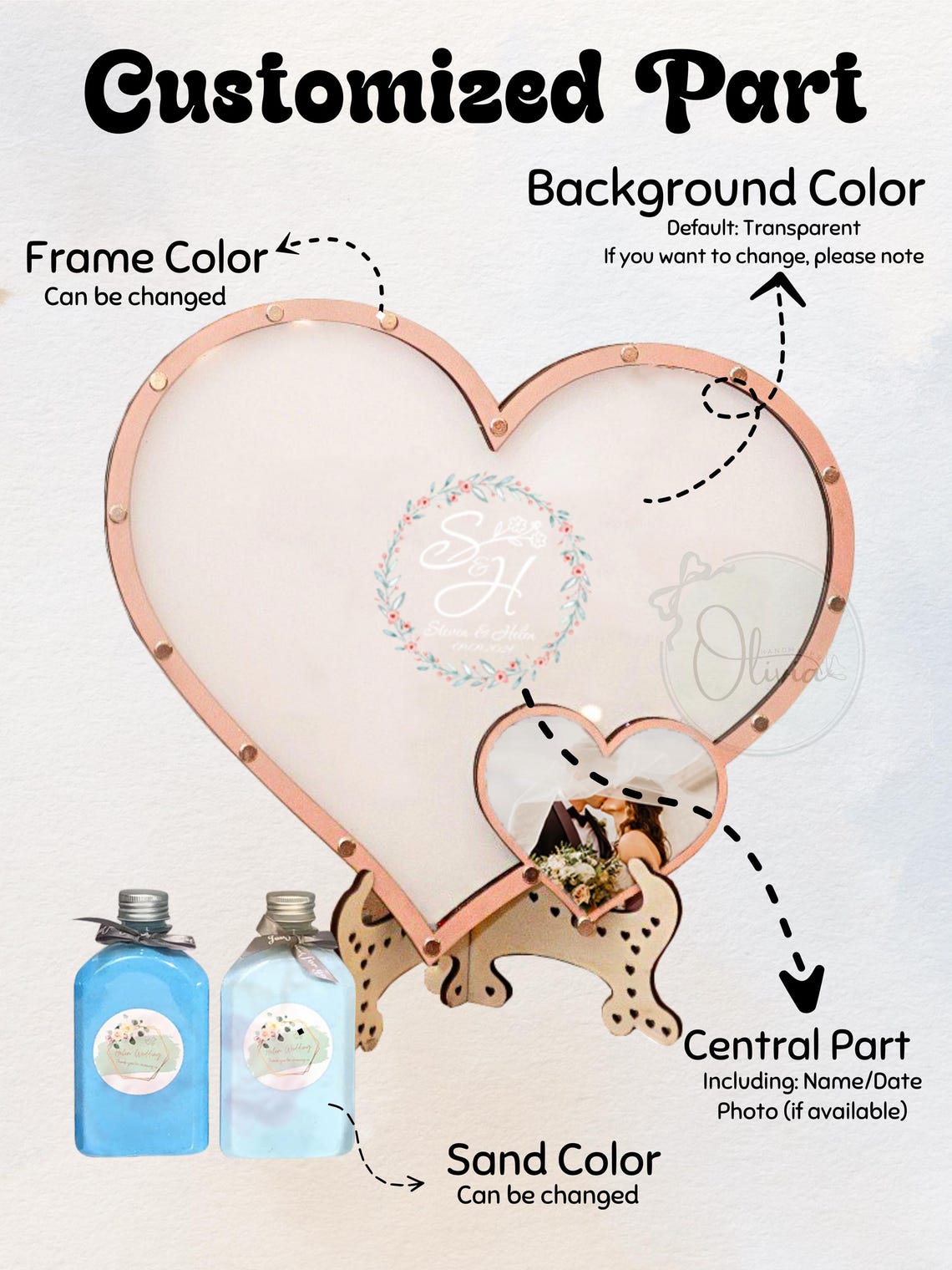 Sand Ceremony Set, Heart Unity Sand Frame for Wedding Ceremony ...
