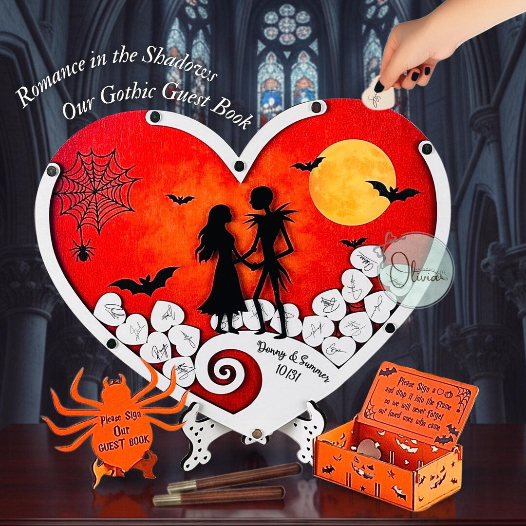 Gothic Heart Drop Box Guest Book: Halloween Wedding Keepsake - Etsy ...