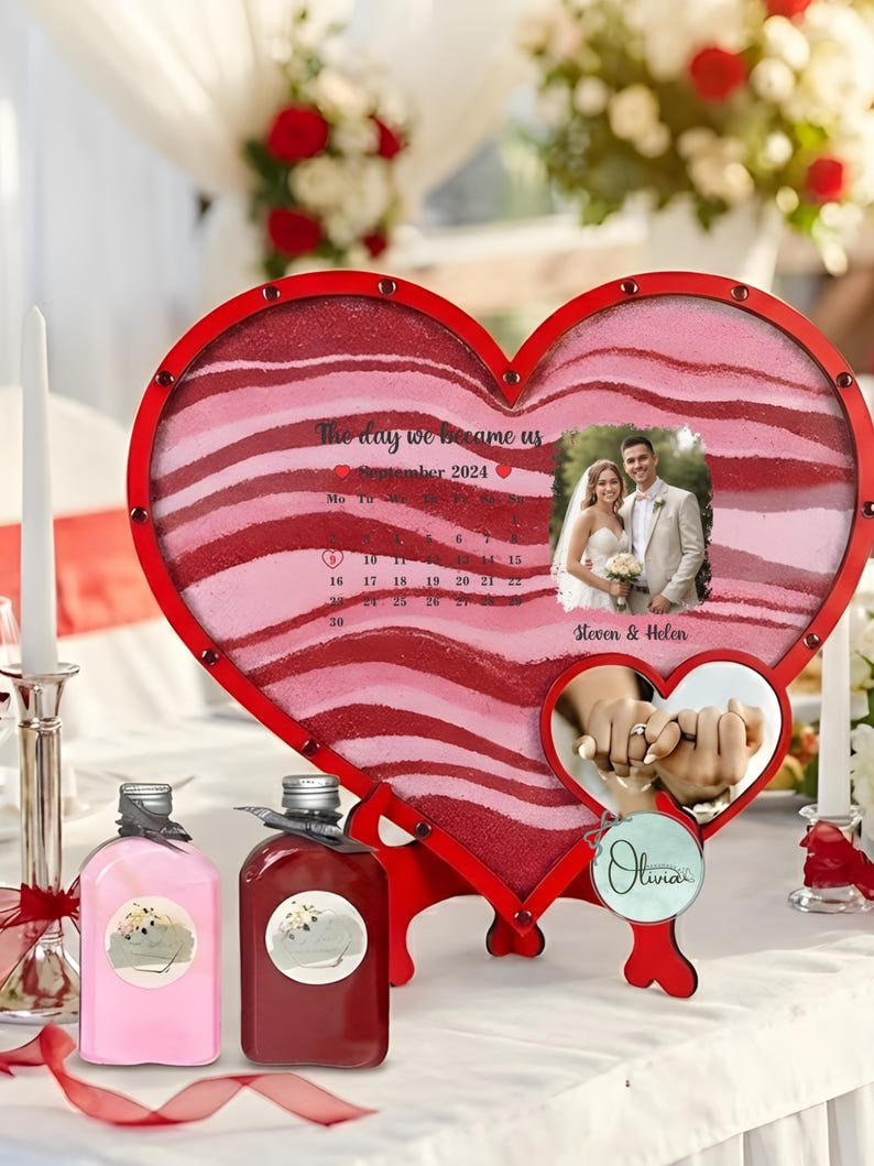 Sand Ceremony Set, Heart Unity Sand Frame for Wedding Ceremony ...