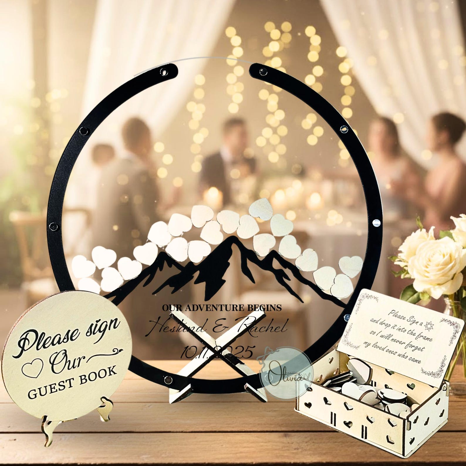 Mountain Guest Book Alternative | Rustic Circle Keepsake - Adventure ...