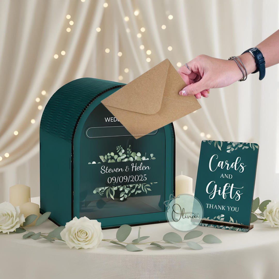 Wedding Post Box – Personalized Rustic Acrylic Card Holder | Elegant ...