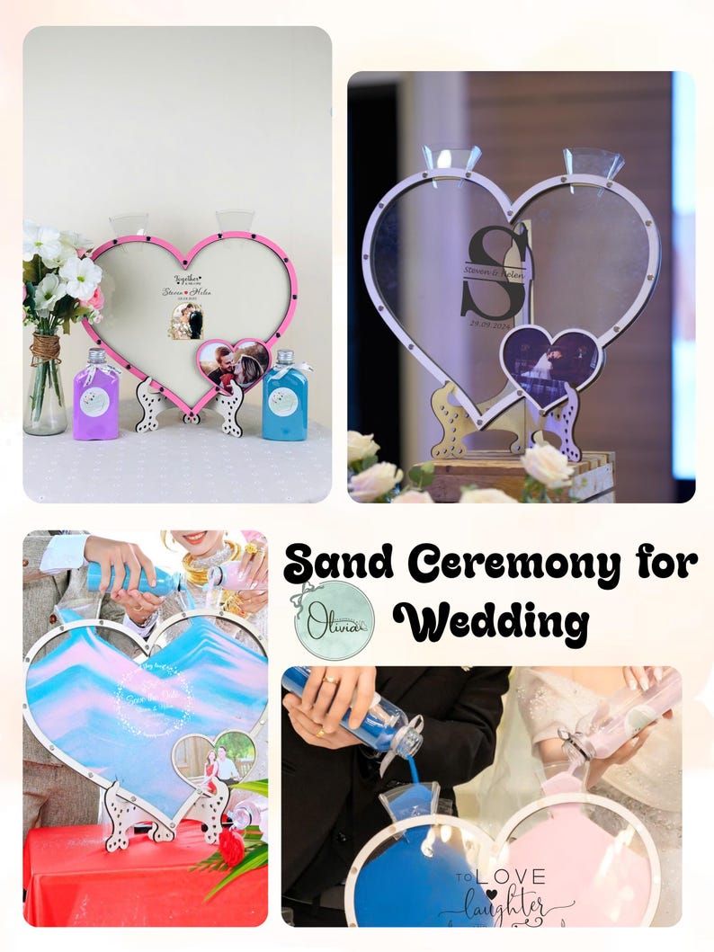 Sand Ceremony Set, Heart Unity Sand Frame for Wedding Ceremony ...