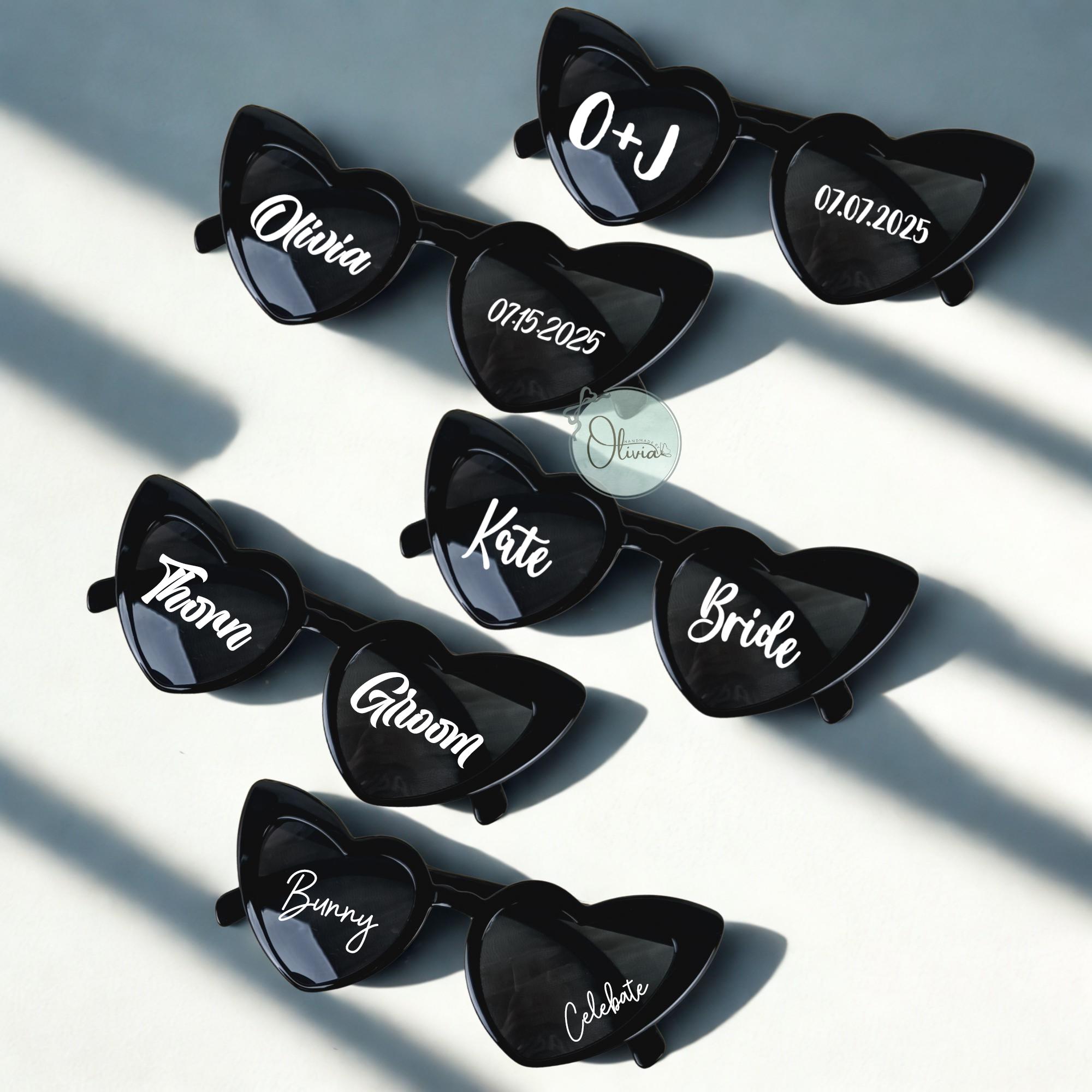Heart Sunglasses Wedding Sunglass Personalized Bridal Sunglasses ...