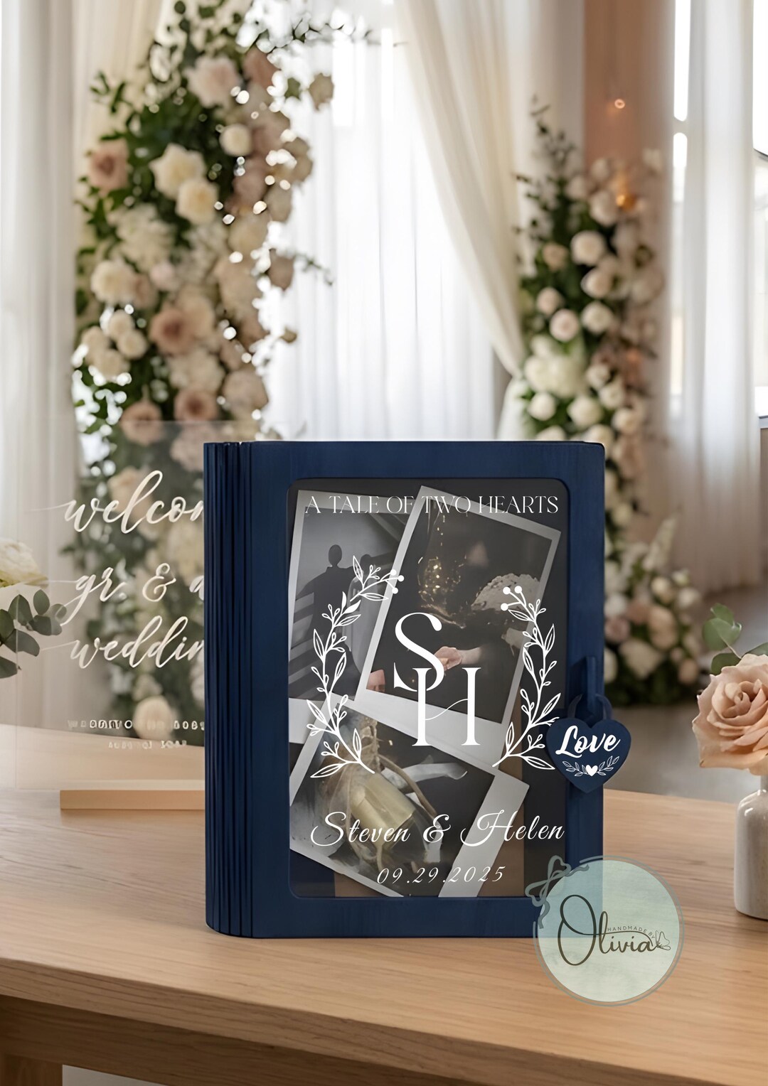 Memory Book Box Love Storage Wood Book Box Personalized Wedding Gift ...
