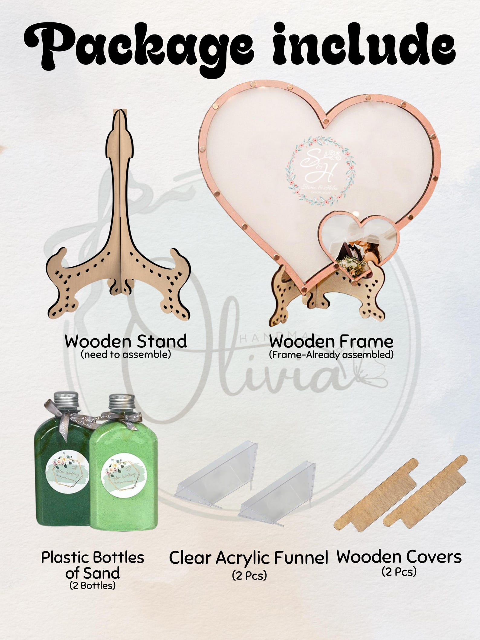 Sand Ceremony Set, Heart Unity Sand Frame for Wedding Ceremony ...