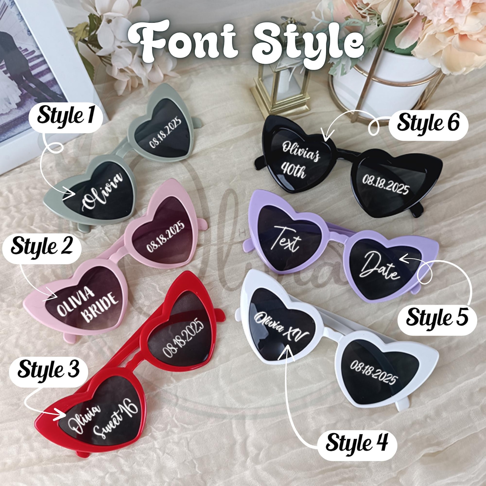 Heart Sunglasses Wedding Sunglass Personalized Bridal Sunglasses ...