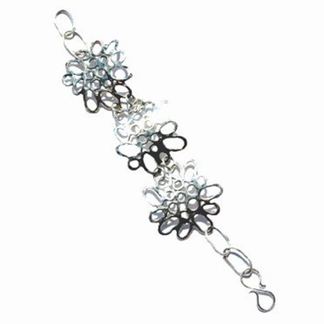 Artisan Hand Forged Sterling Flower Bracelet - Etsy