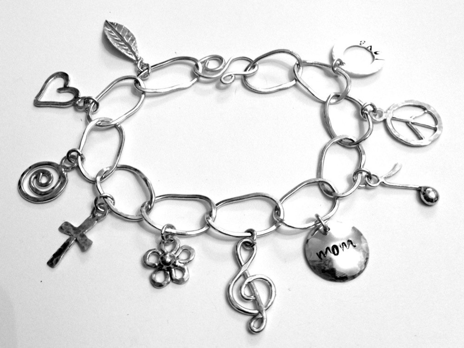 Hand Forged Linked Charm Bracelet - Etsy
