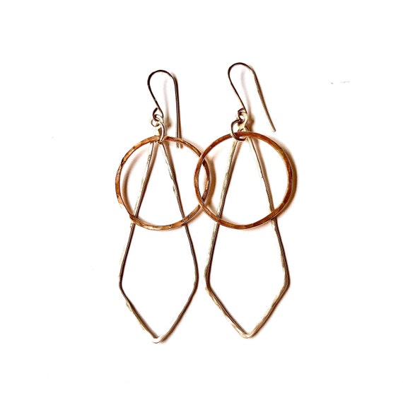 Silver and Gold Geometric Shaped Earrings | Etsy