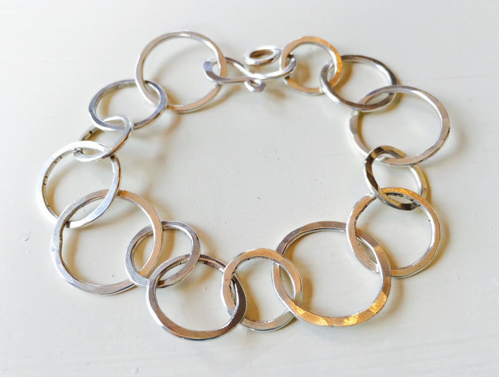 Hand Forged Large Link Sterling Silver Bracelet | Etsy