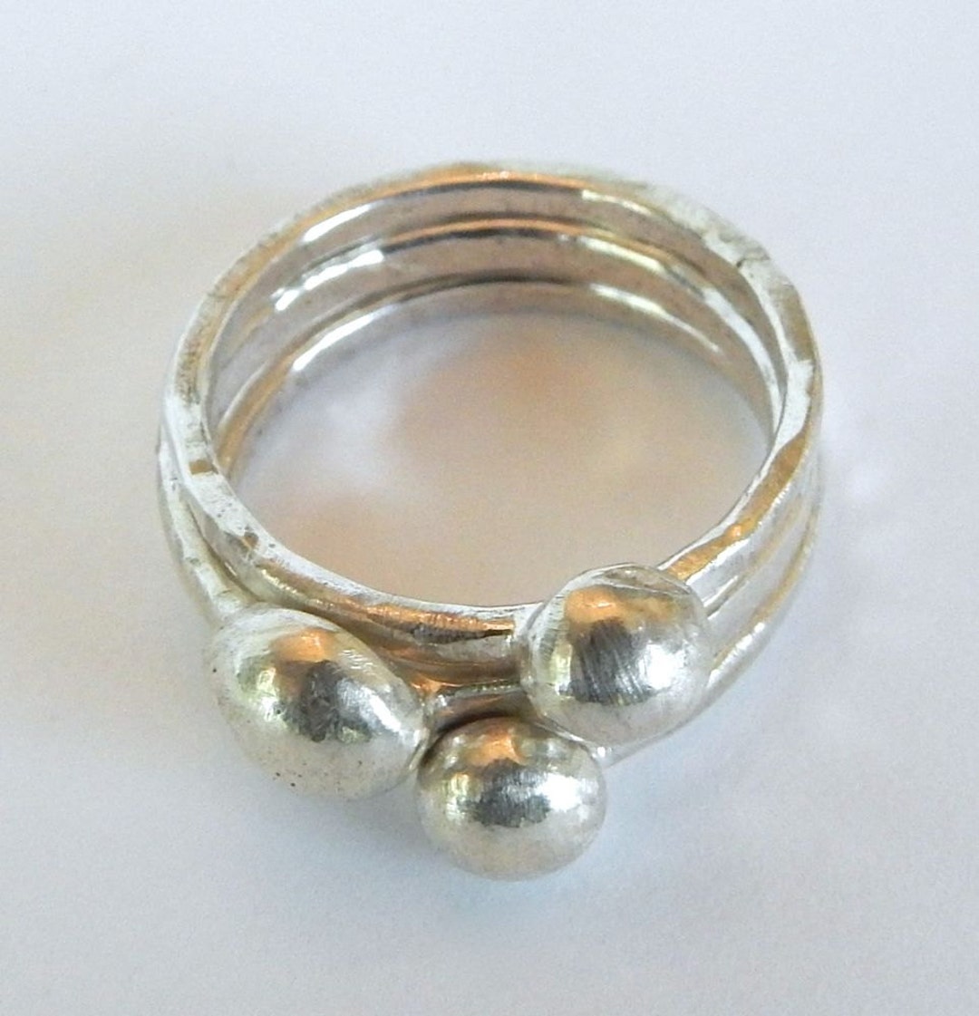 Handforged Stacking Sterling Bubble Rings Made With Recycled Silver - Etsy
