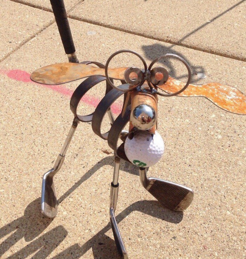 Golf Recycled Dog Yard Art Garden Sculpture Upcycle With 2 Left Handed ...