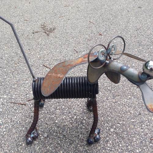 Dog Sitting Dog Figurine Metal Spark Plug Dog Metal Art | Etsy