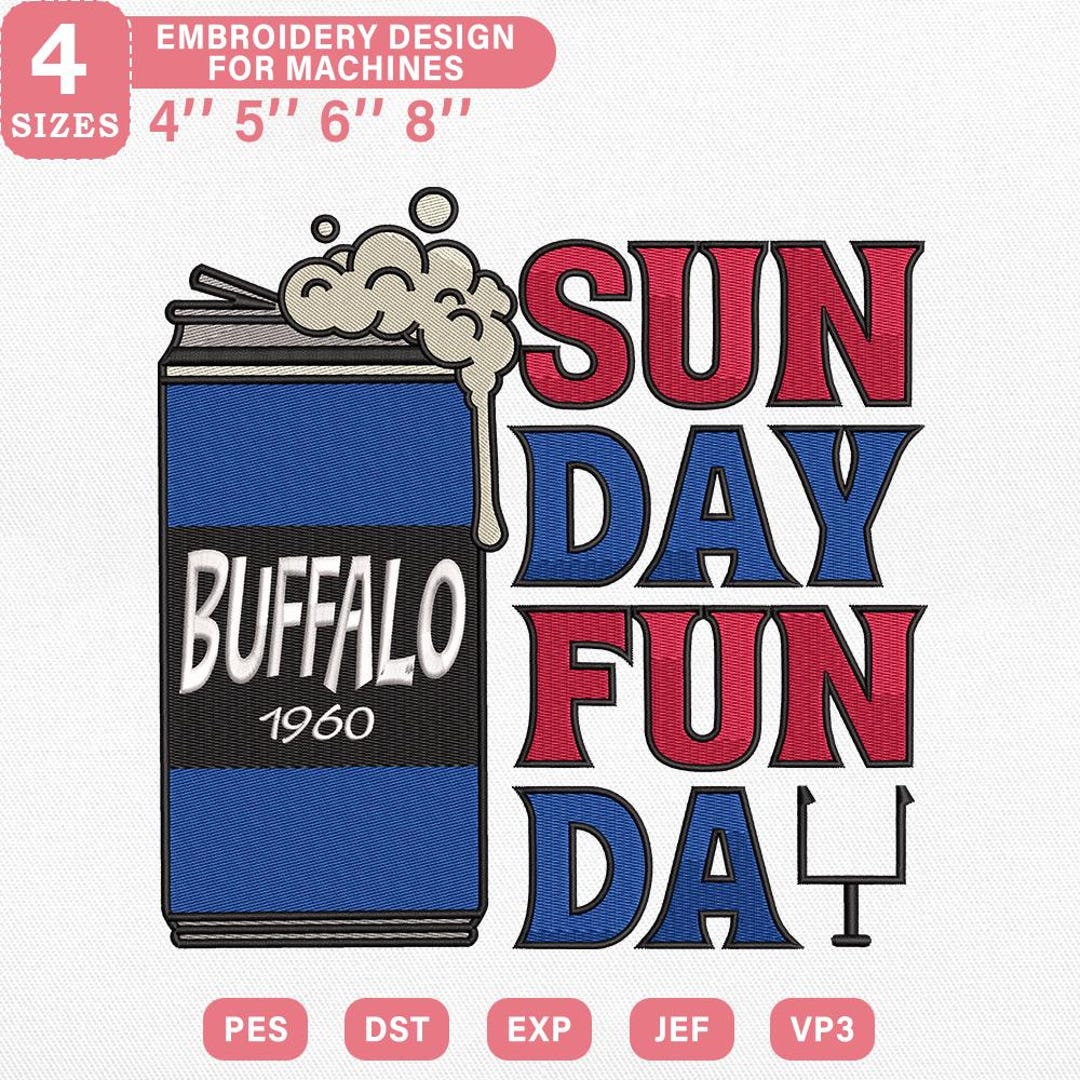 Buffalo Football Embroidery Design, Sun Day Game Day Spirit, Beer Can ...
