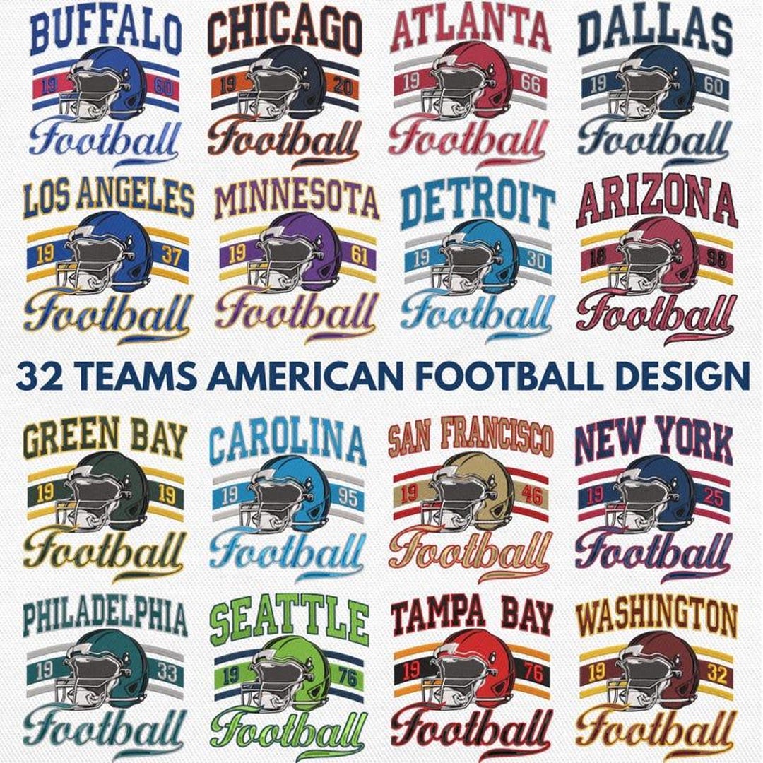 Vintage Football Embroidery 32 Teams Design Bundle, Football Helmet ...
