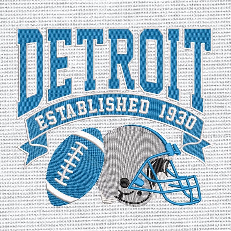 Vintage Detroit Football Embroidery Design for Machine, Retro Football ...
