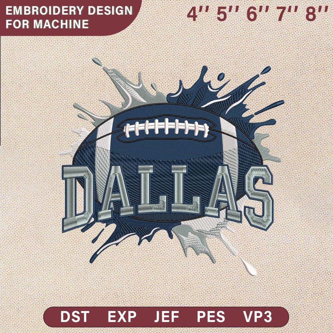 Dallas Football Splat Embroidery Design, Sports Paint Splash Machine ...