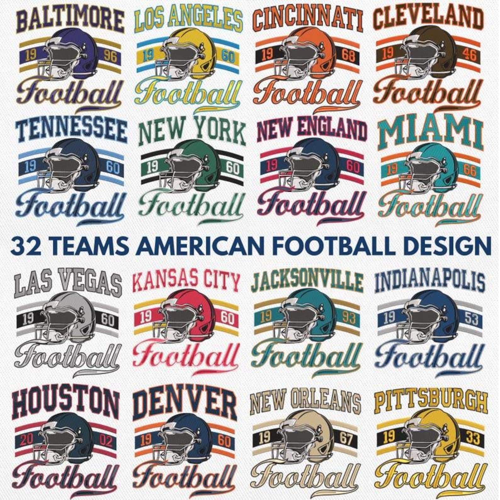 Vintage Football Embroidery 32 Teams Design Bundle, Football Helmet ...