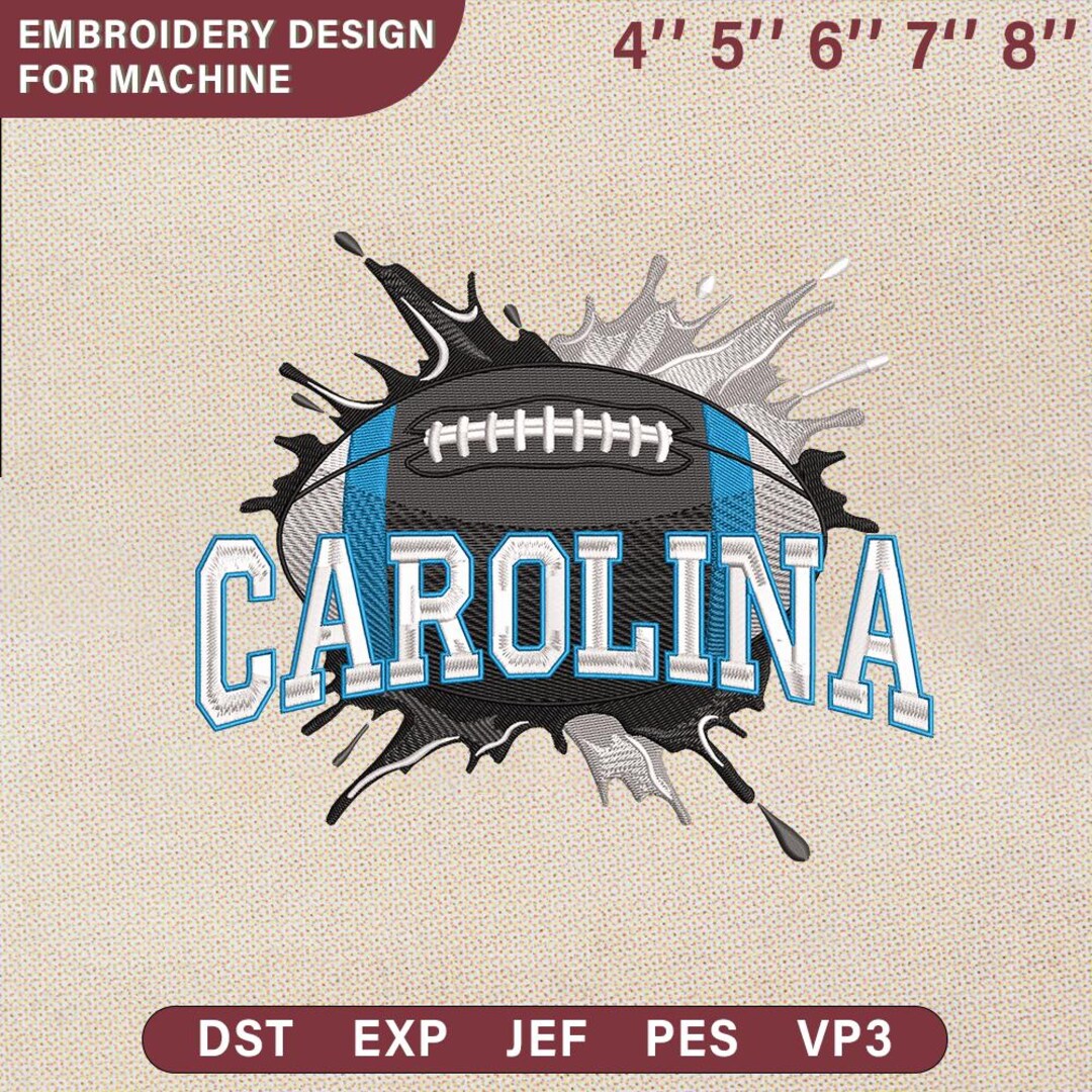 Carolina Football Splat Embroidery Design, Sports Paint Splash Machine ...
