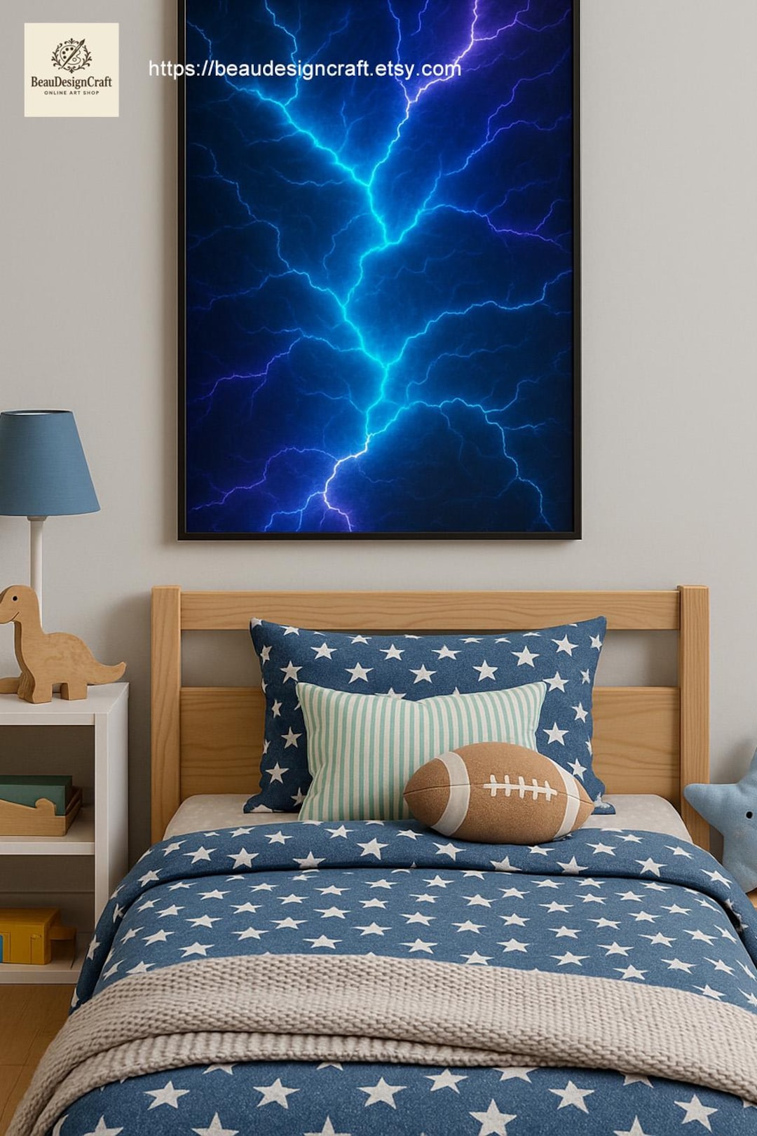 Blue Lightning Poster Boys Room Lightning Blue Sky Poster Home Decor ...