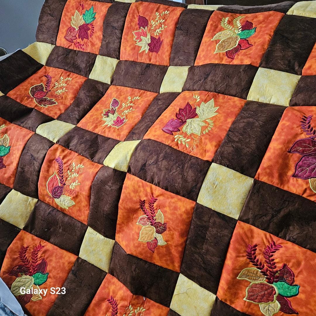 Fall Applique Embroidered Quilt Block 20 -12 Inch Blocks, Quilt Top Not ...