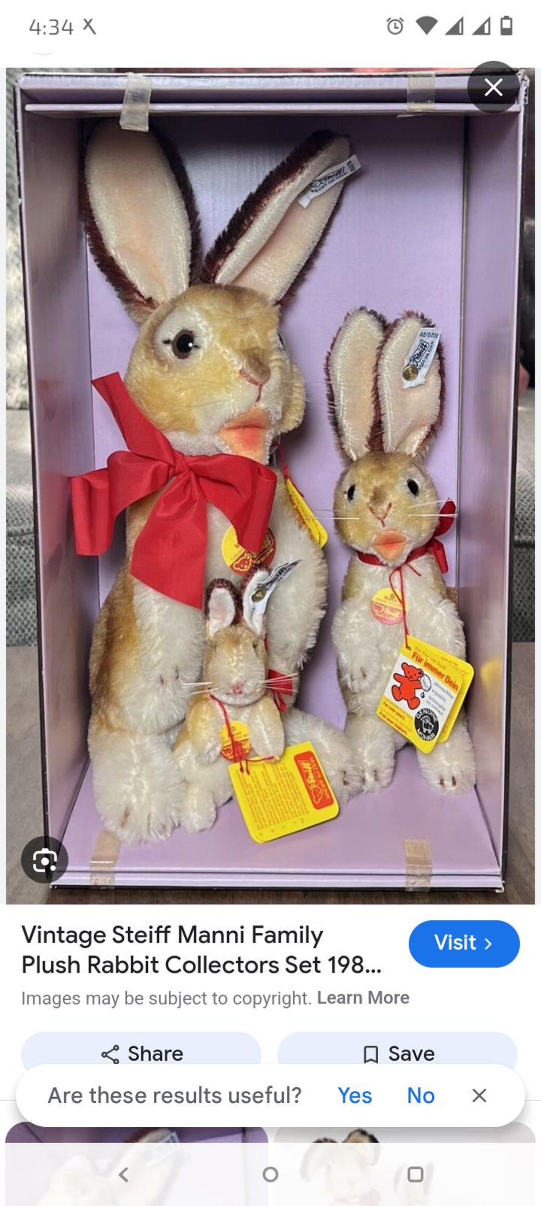 Vintage Steiff Manni Family Plush Rabbit Collectors Set 1983 - Etsy