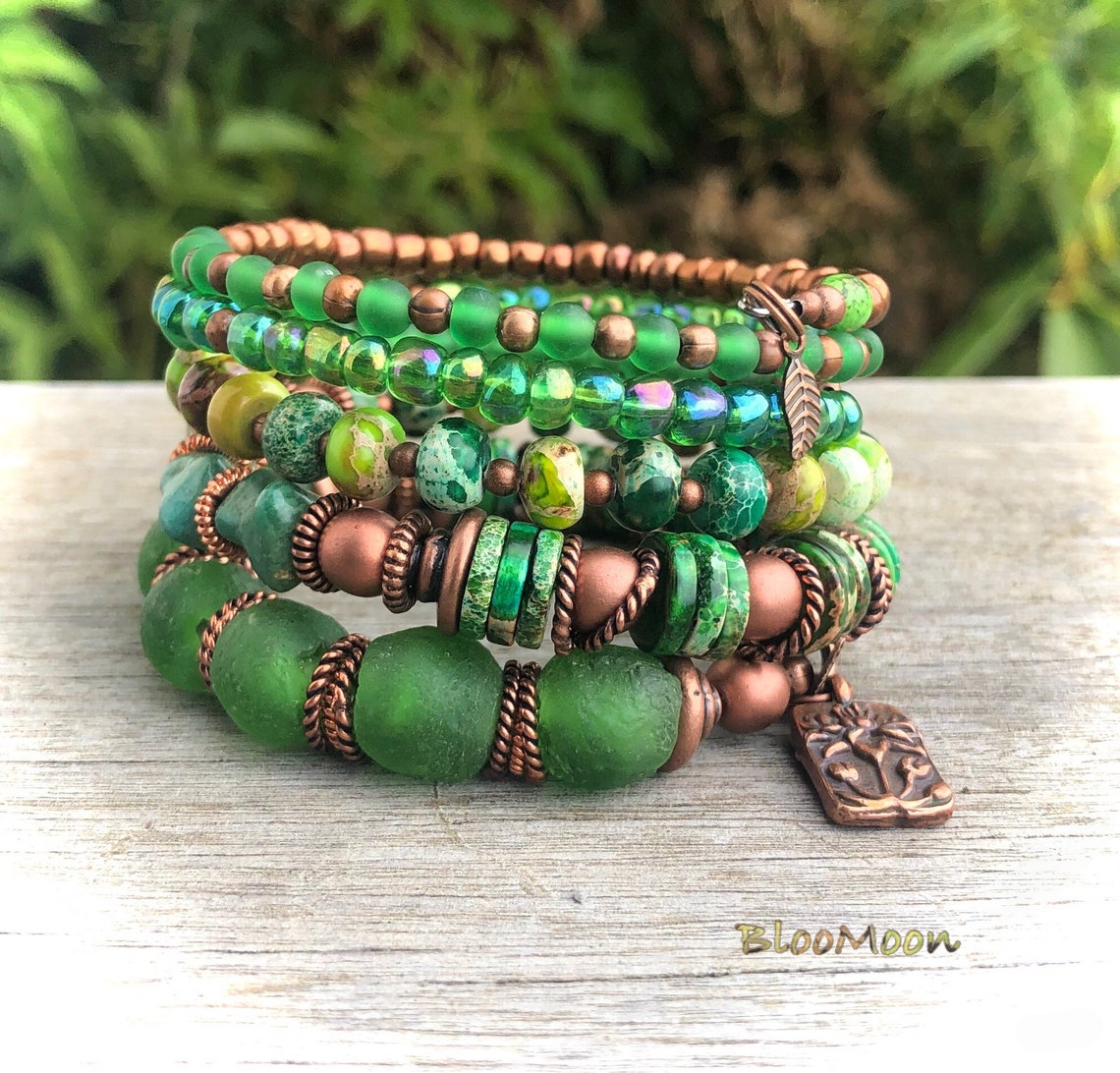Lotus Flower - Memory Wire Bracelets (set of Two) - Etsy