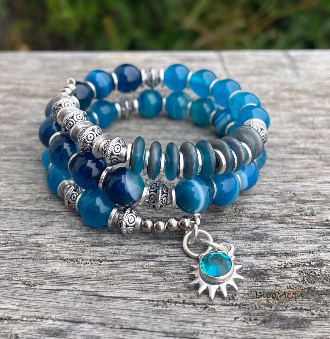 Silver Blue Star - Memory Wire Bracelet - Etsy