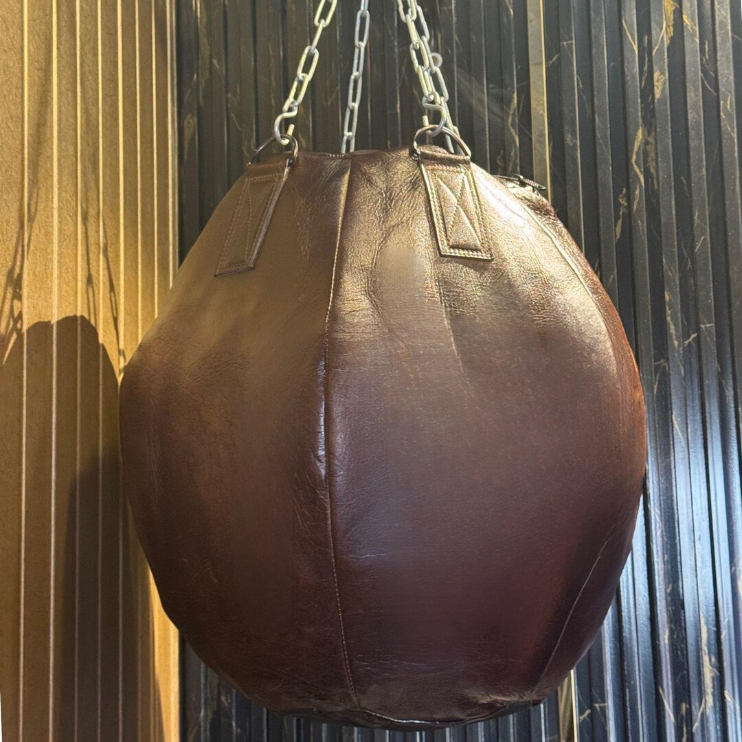 Leather Wrecking Ball Punching Bag: Vintage Style Boxing, MMA Training ...